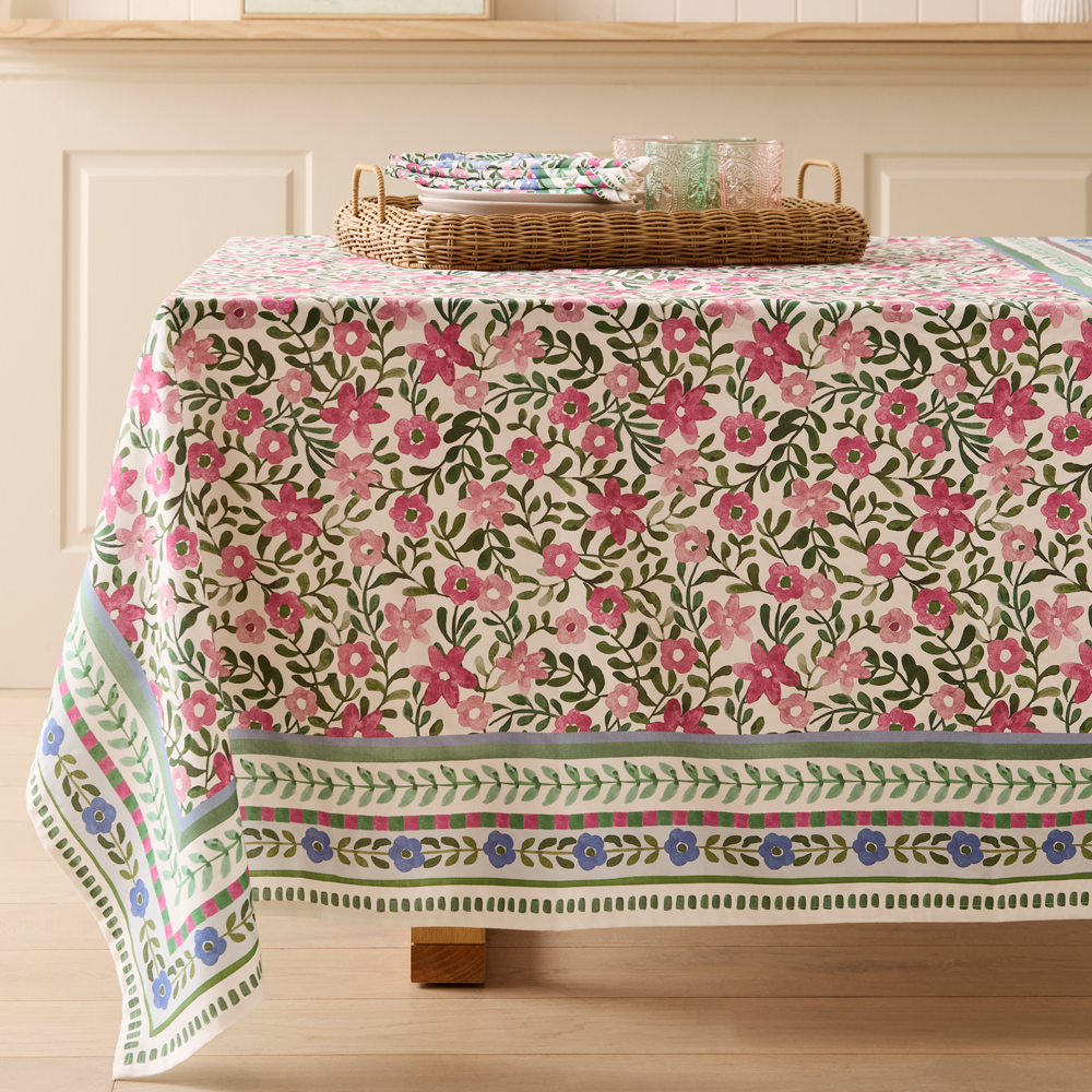 Flower Fields Pink Tablecloth | Adairs