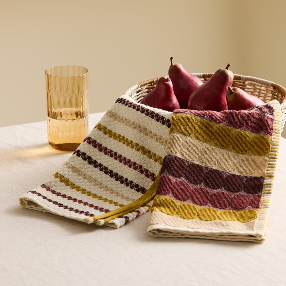 Mimi Redwood Moss & Chocolate Cotton Bamboo Tea Towel Pack of 2 | Adairs
