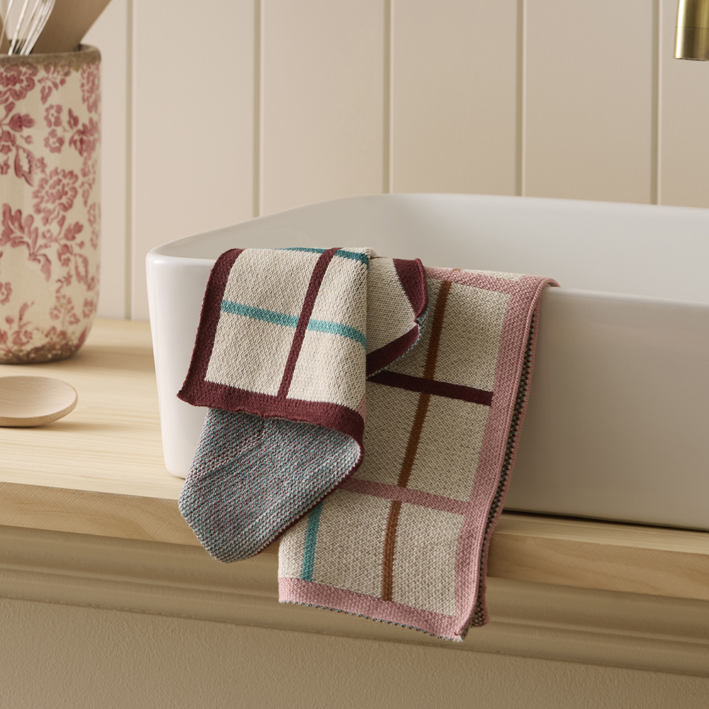 Hazel Berry Knitted Washcloth Pack of 2 | Adairs