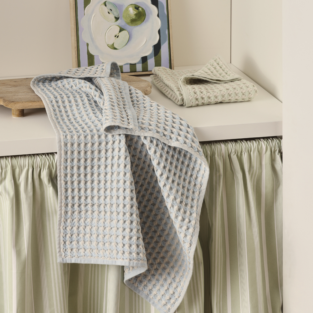 Willa Waffle Green & Blue Tea Towel Pack of 2 | Adairs