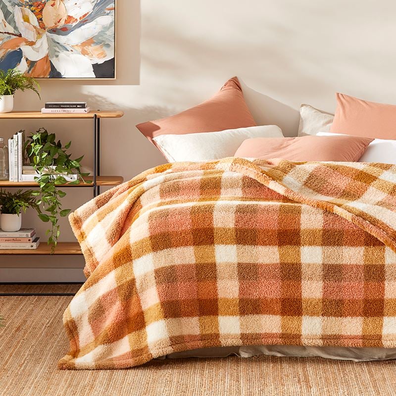 Cloud Earth Check Blanket | Adairs