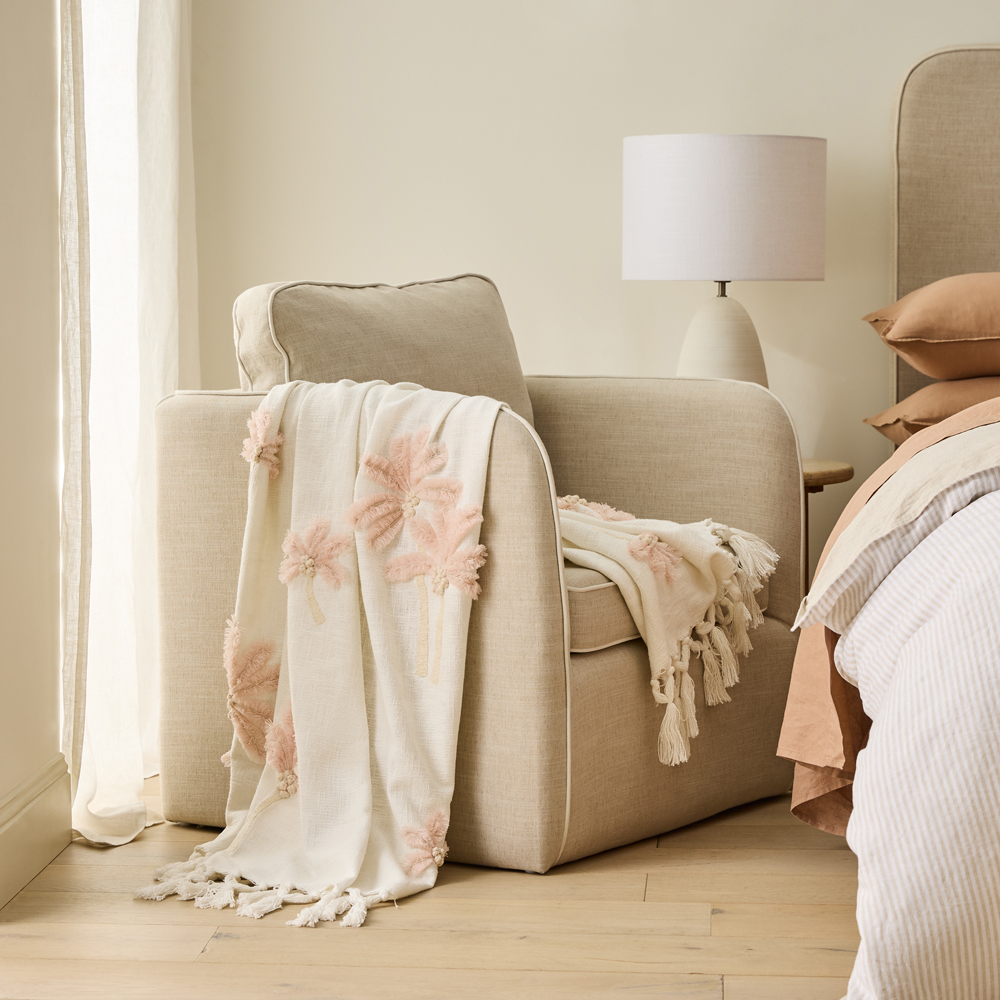 Falls Pink Palm Throw | Adairs