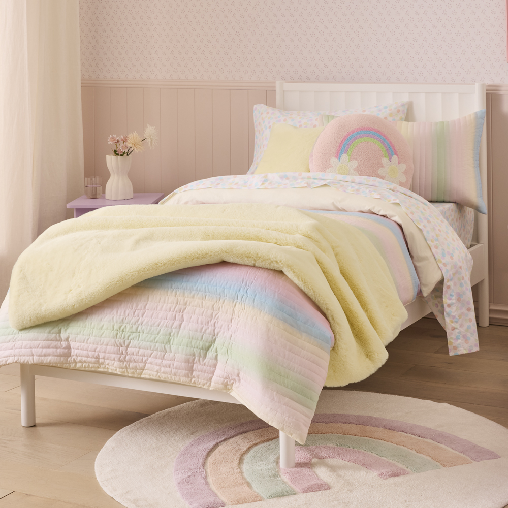 Adairs Kids - Frankie Lemon Faux Fur Throw | Adairs