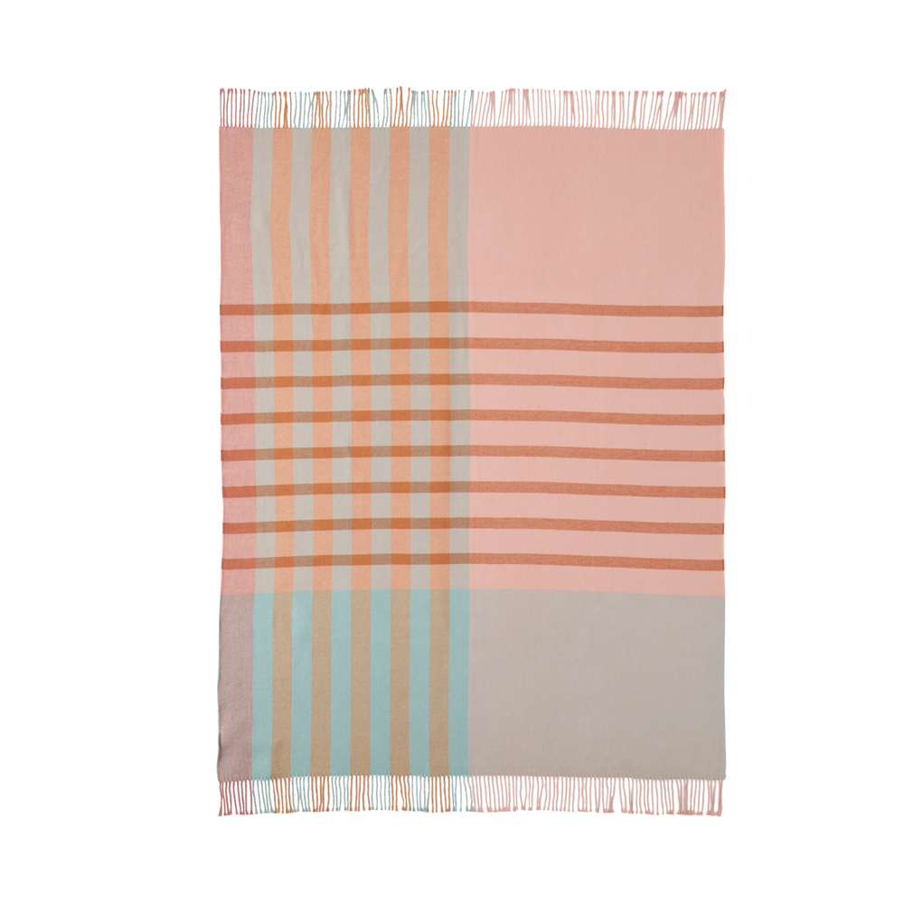 Alexia Pink & Blue Check Throw | Adairs