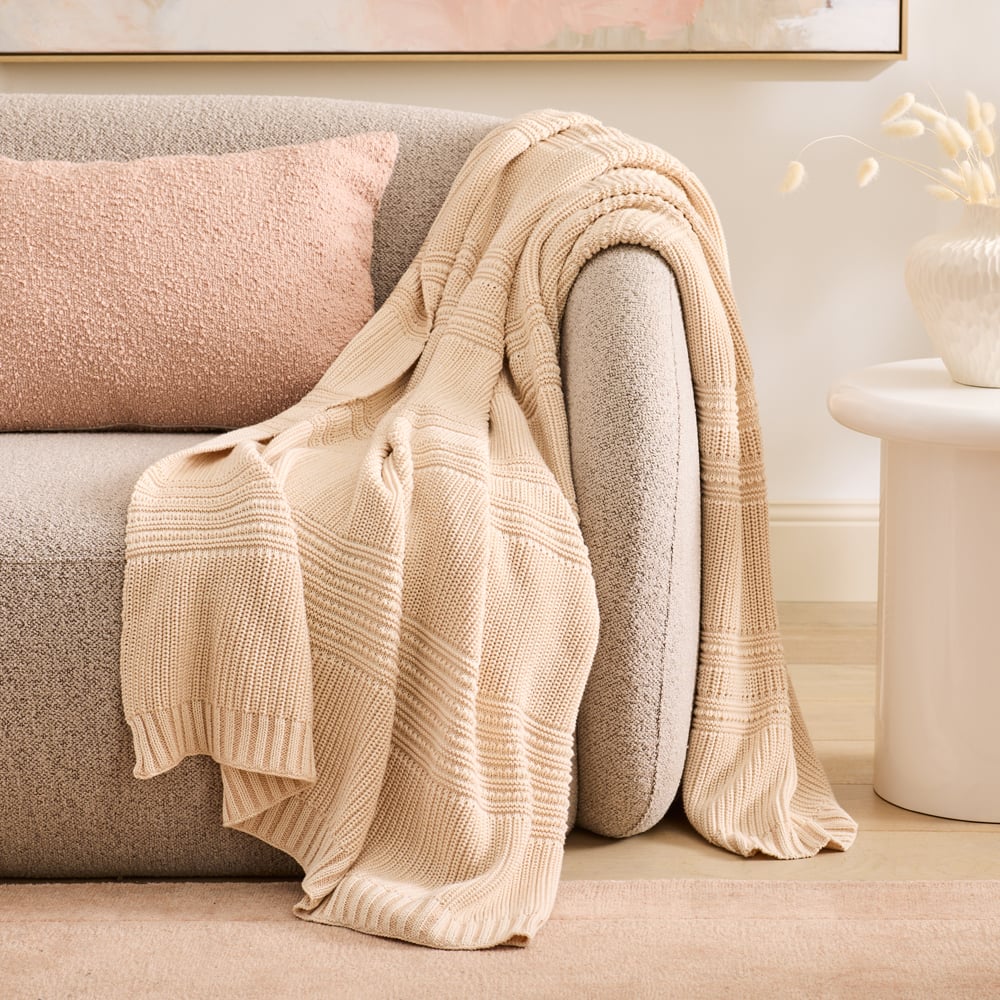 Buxton Cream Knit Throw | Adairs