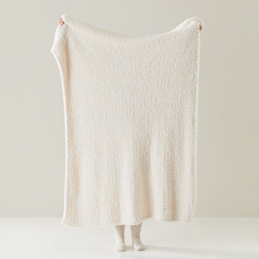 Munich Winter White Feather Yarn Throw | Adairs