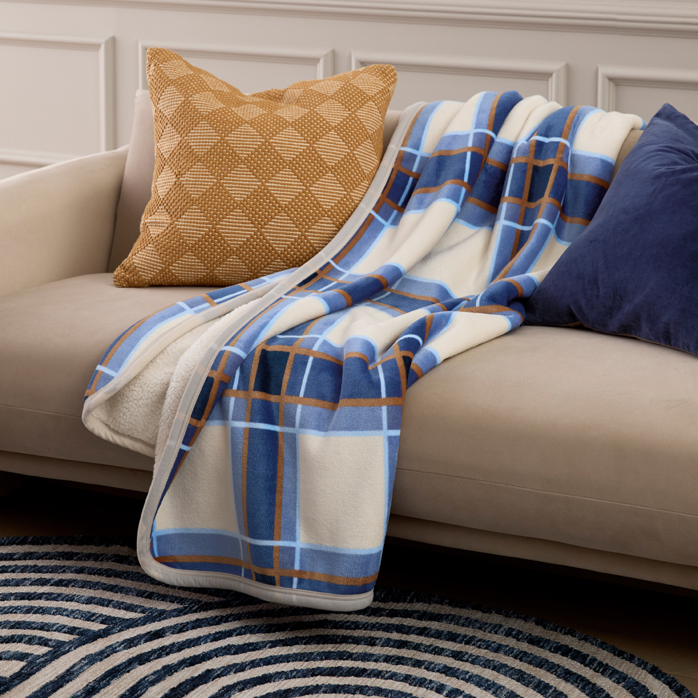 Heritage Glamour Blue Sherpa Throw | Adairs