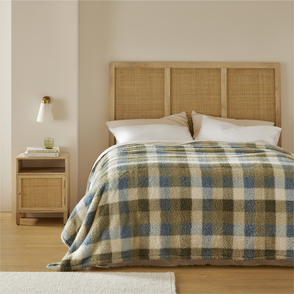 Cloud Green Check Blanket | Adairs
