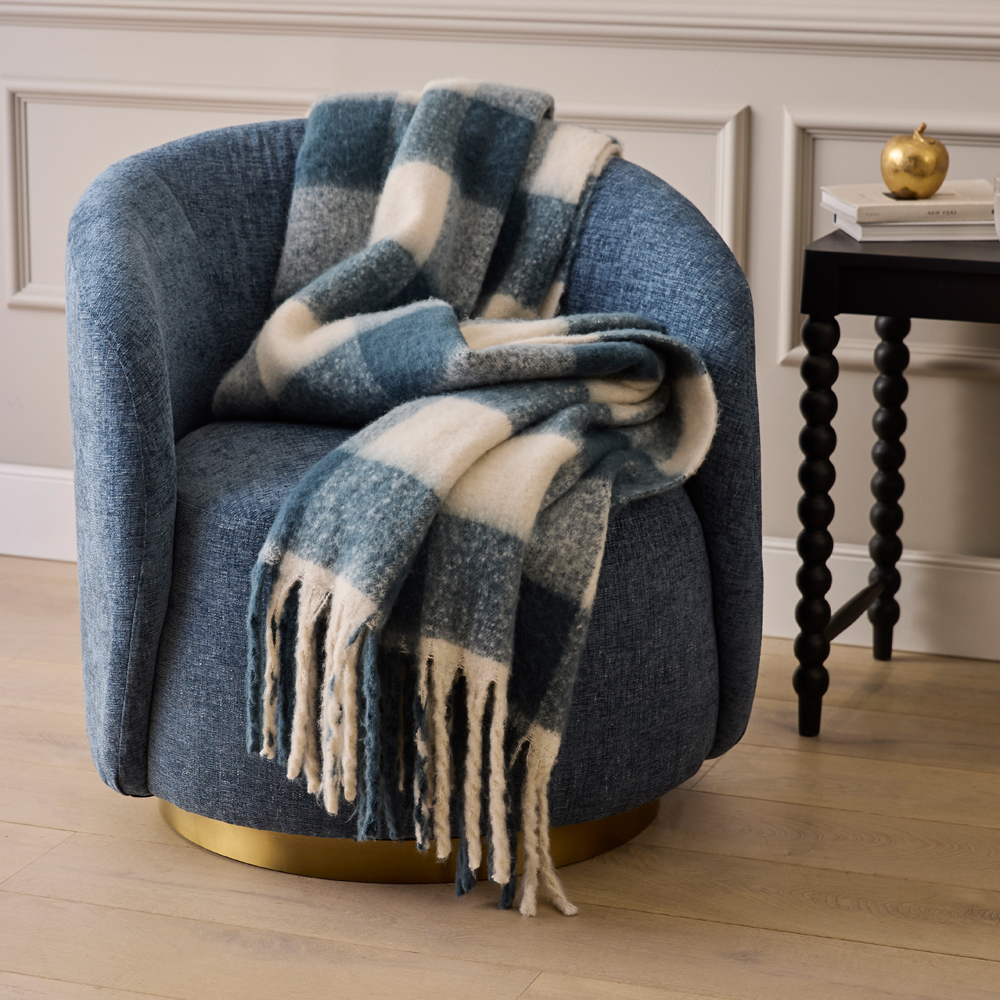 Michigan Navy Check Throw | Adairs