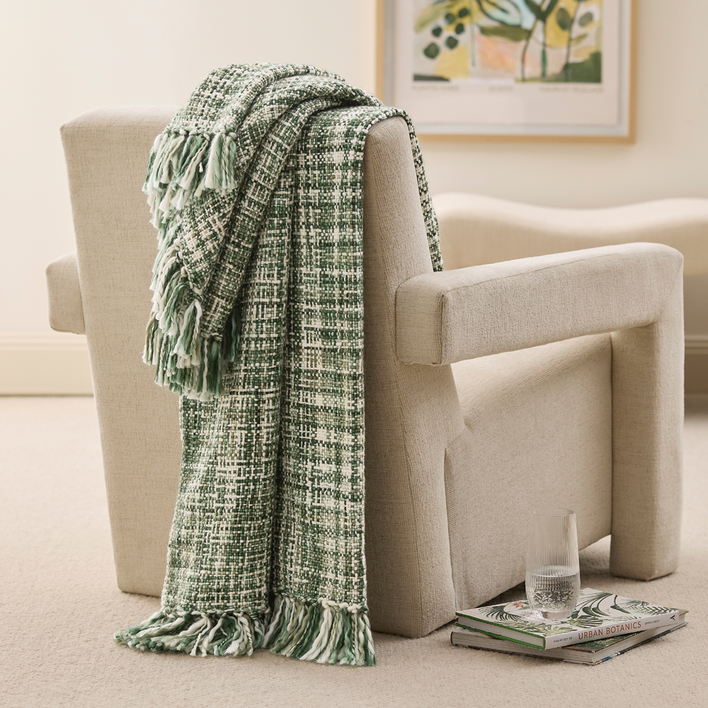Burleigh Green Boucle Throw | Adairs