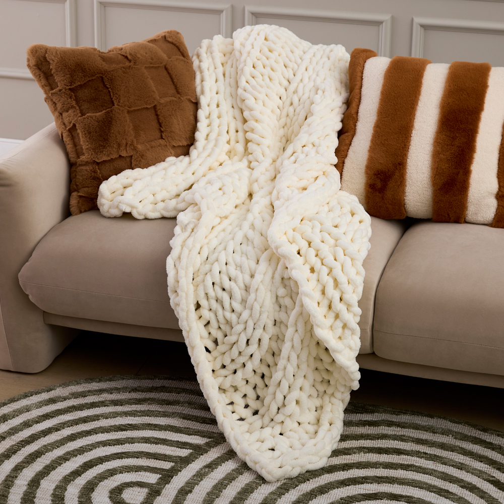 Belmont Natural Chunky Knit Throw | Adairs