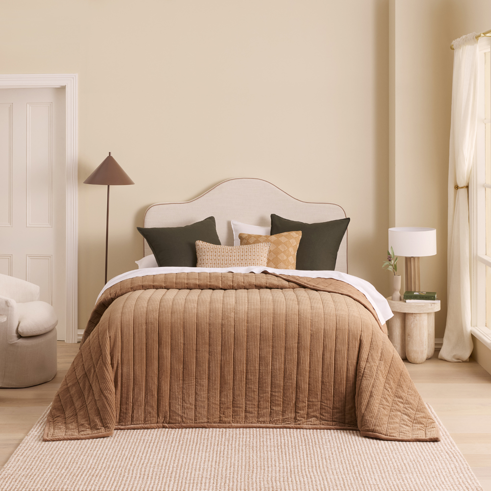 Theo Almond Velvet Blanket | Adairs