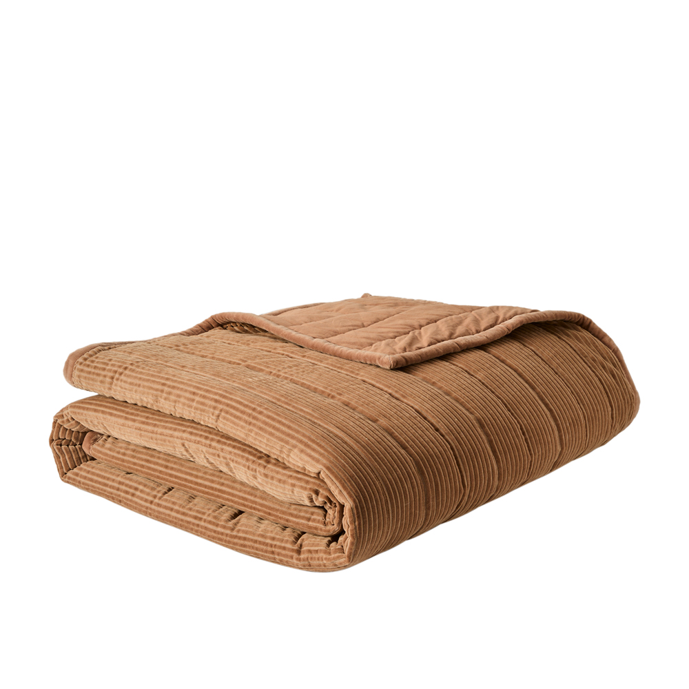Theo Almond Velvet Blanket | Adairs