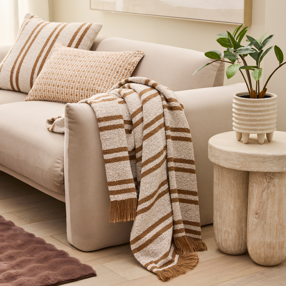 Cameron Hazel Boucle Throw | Adairs