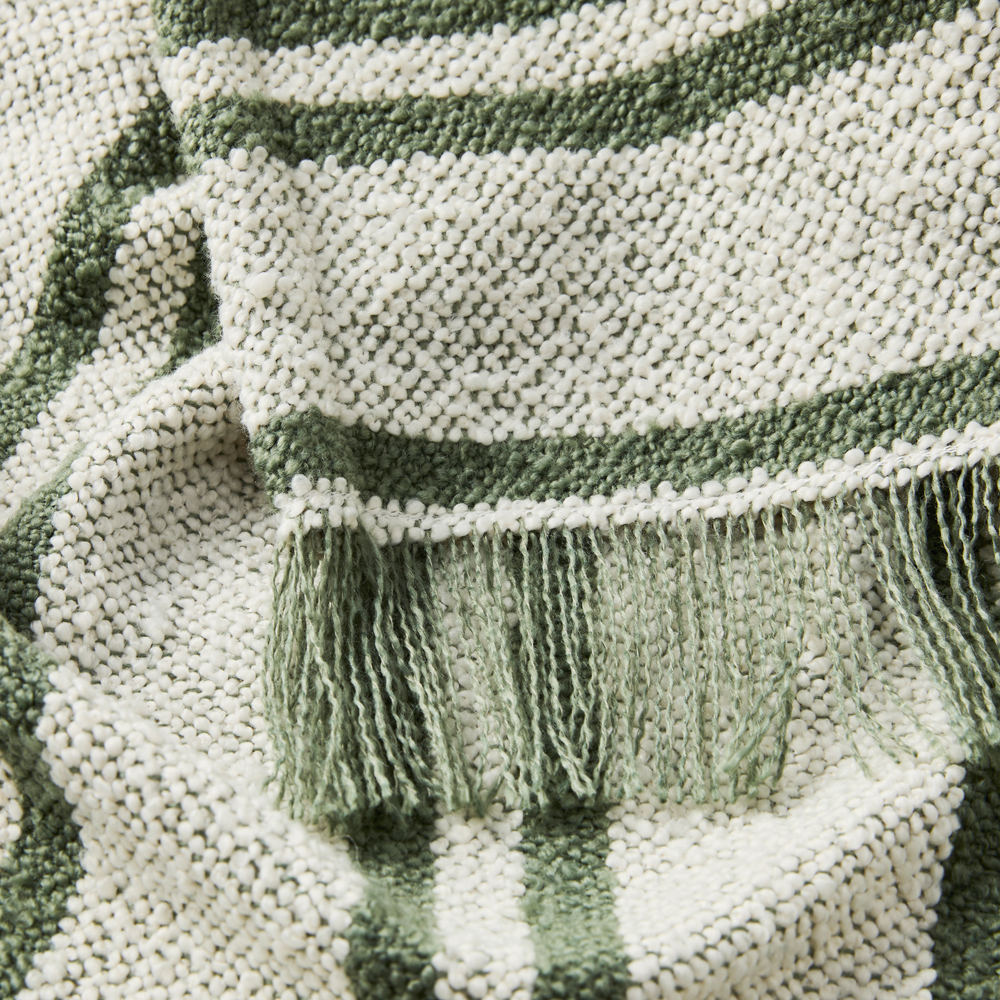 Cameron Olive Green Boucle Throw | Adairs