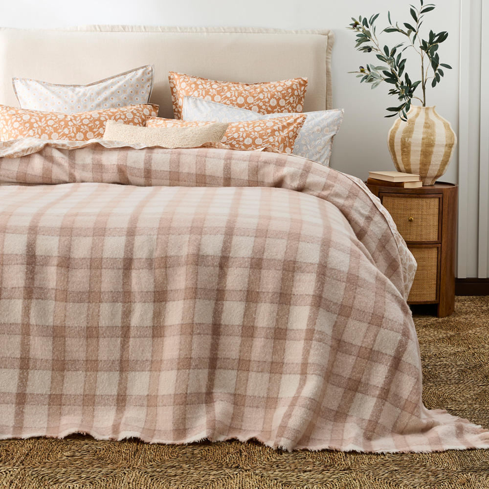 Michigan Pink Flinders Check Blanket | Adairs