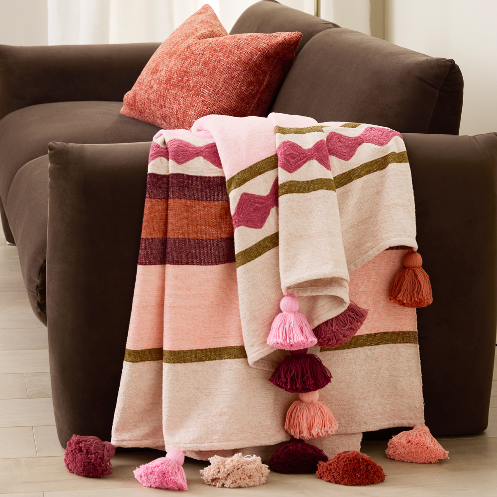 Heritage Glamour Plum Stripe Throw | Adairs