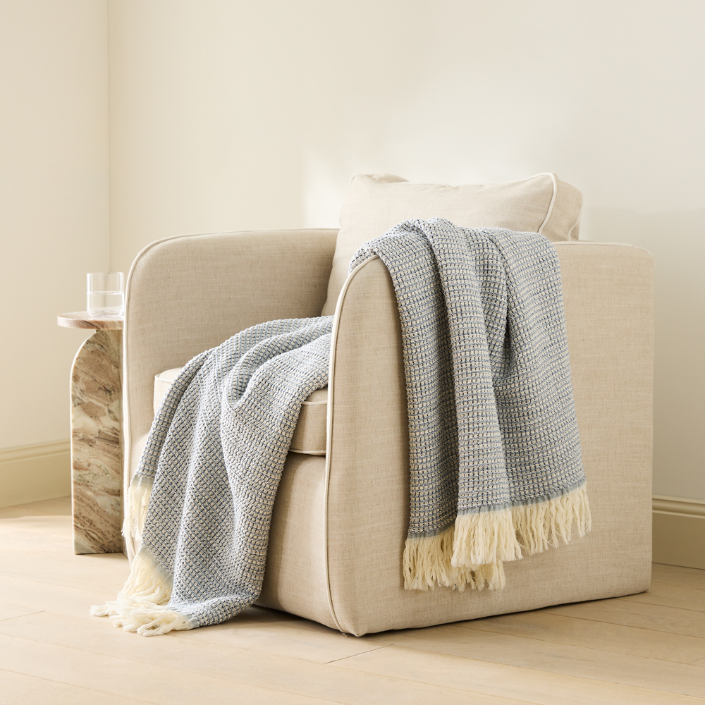 Bowie Blue & Natural Throw | Adairs