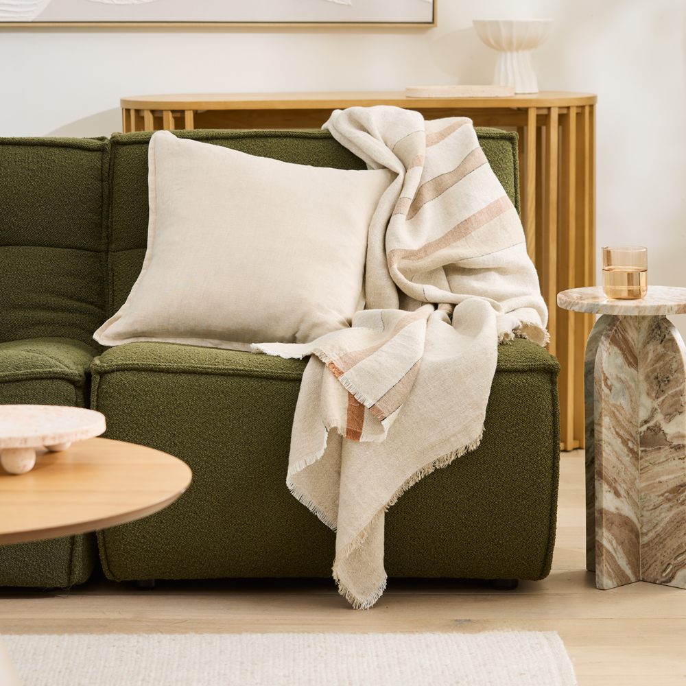 Indra Natural Linen Throw | Adairs