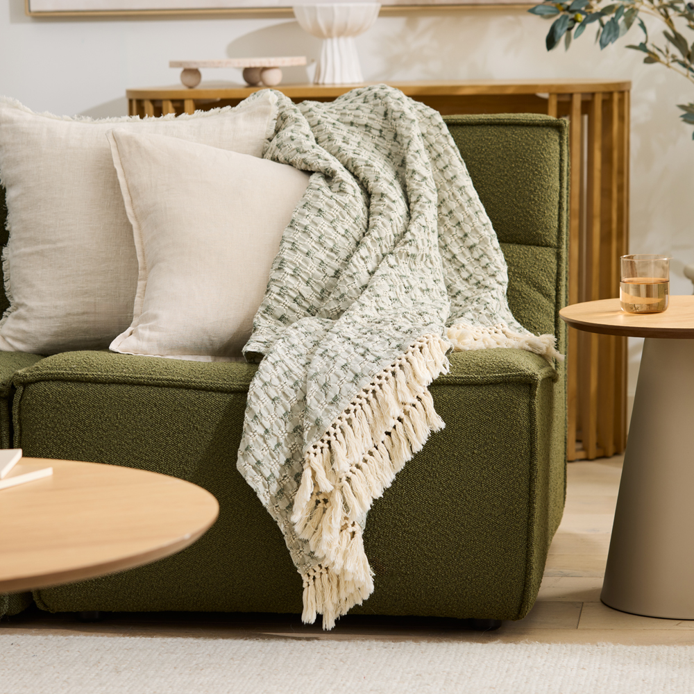 Byron Green Marle Waffle Throw | Adairs