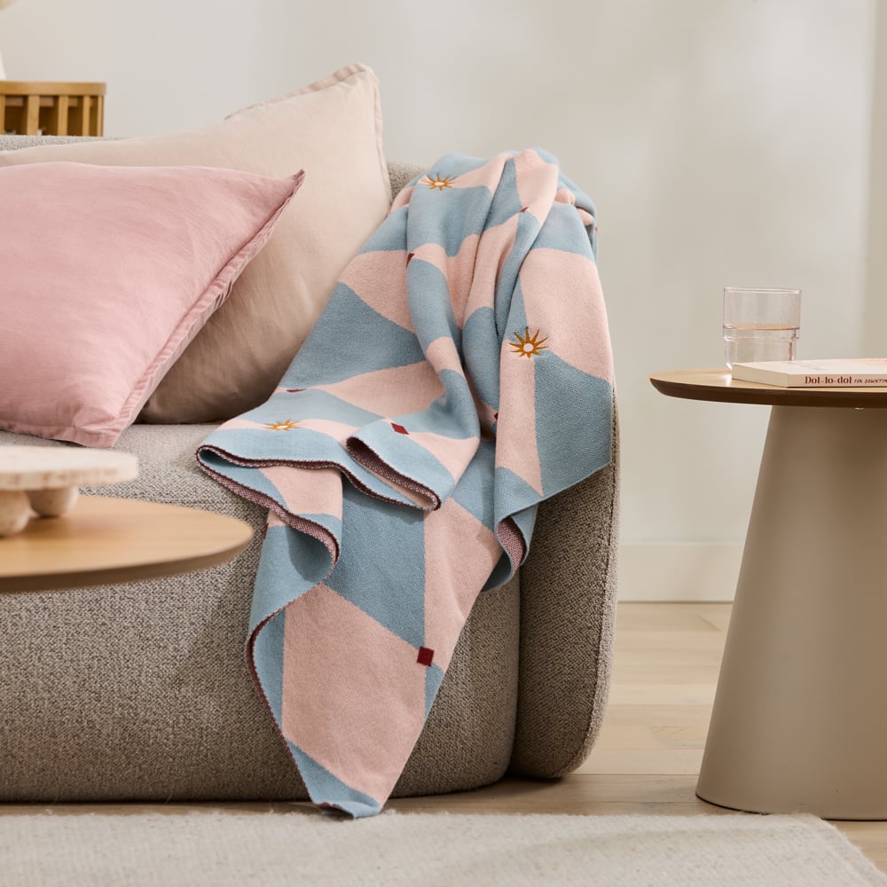 Marcella Pink Knitted Throw | Adairs