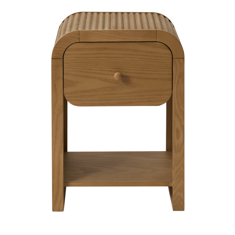 Adairs Kids - Ryder Natural Timber Ribbed Bedside Table | Adairs