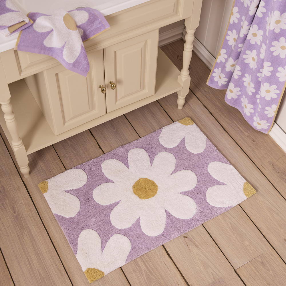 Adairs Kids - Daisy Floral Lilac Bath Mat | Adairs