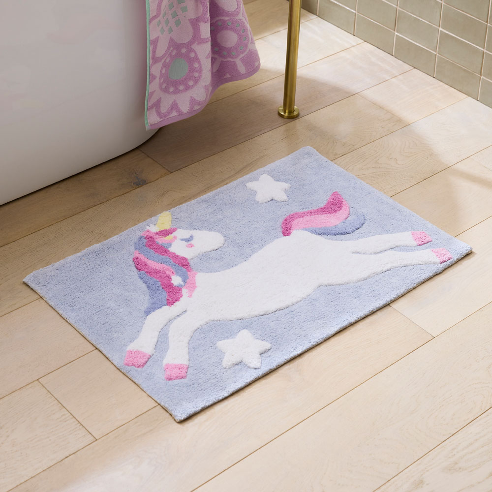 Adairs Kids - Unicorn Dreams Lilac Bath Mat | Adairs
