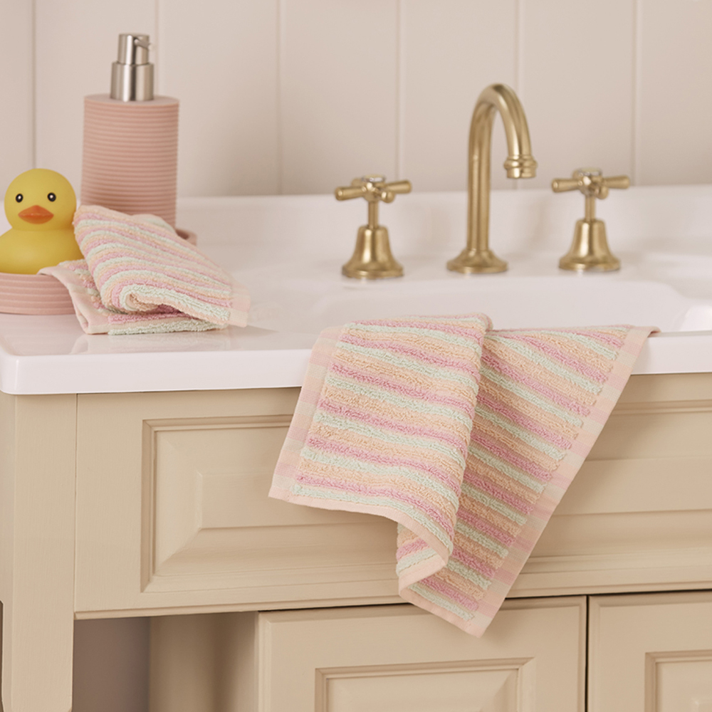Sunderland Pink Multi Stripe Face Washer 2pk | Adairs