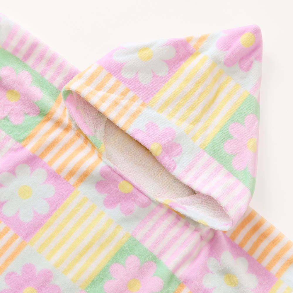 Adairs Kids - Kids Floral Check Beach Hooded Towel | Adairs