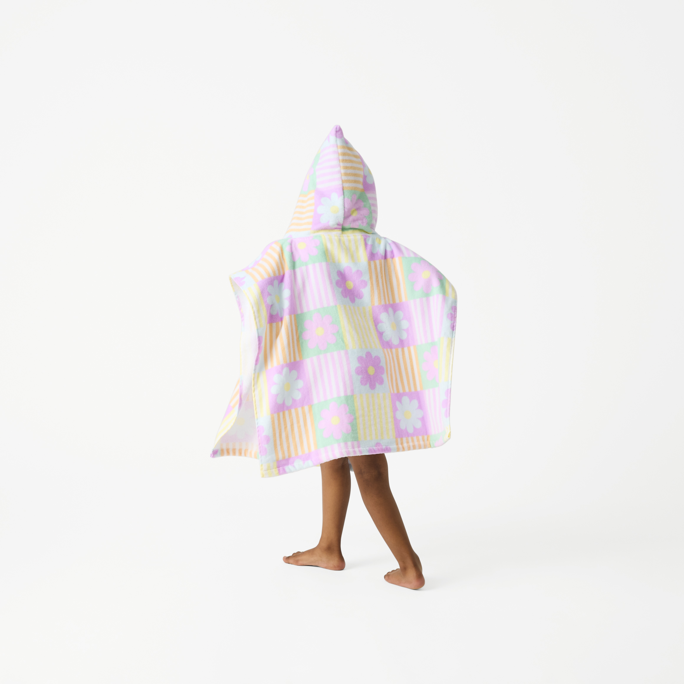 Adairs Kids - Kids Floral Check Beach Hooded Towel | Adairs