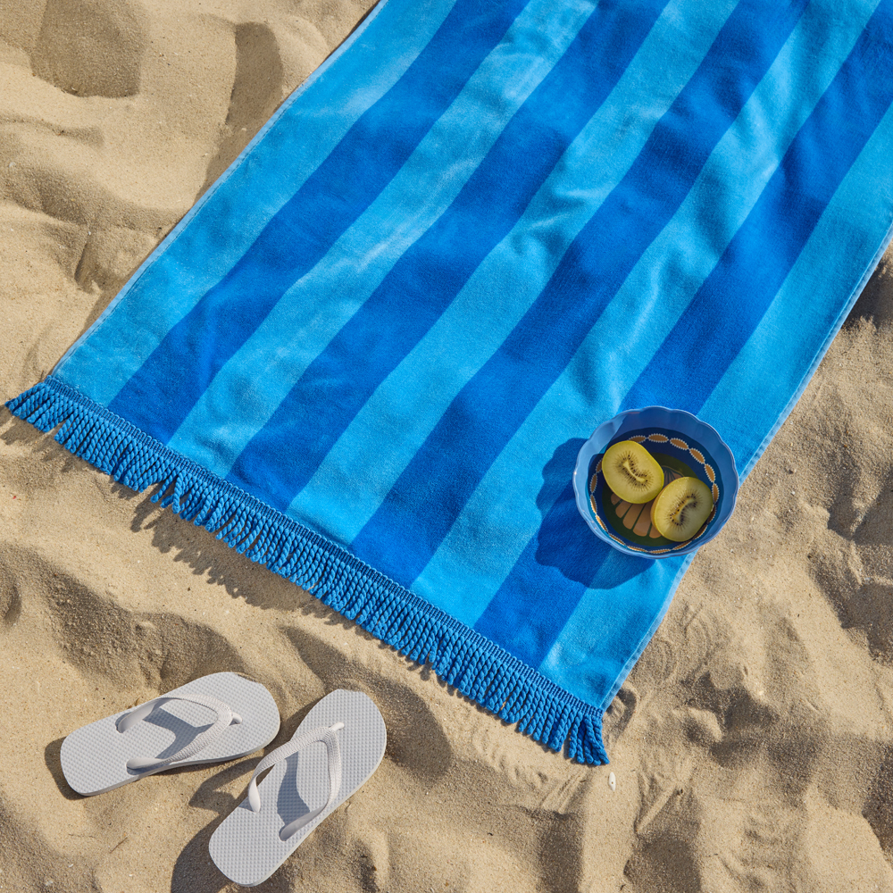Adairs Kids - Kids Blue Stripe Beach Towel | Adairs