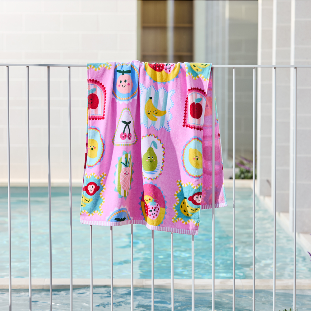 Adairs Kids - Kids Summer Fruits Stamps Beach Towel | Adairs