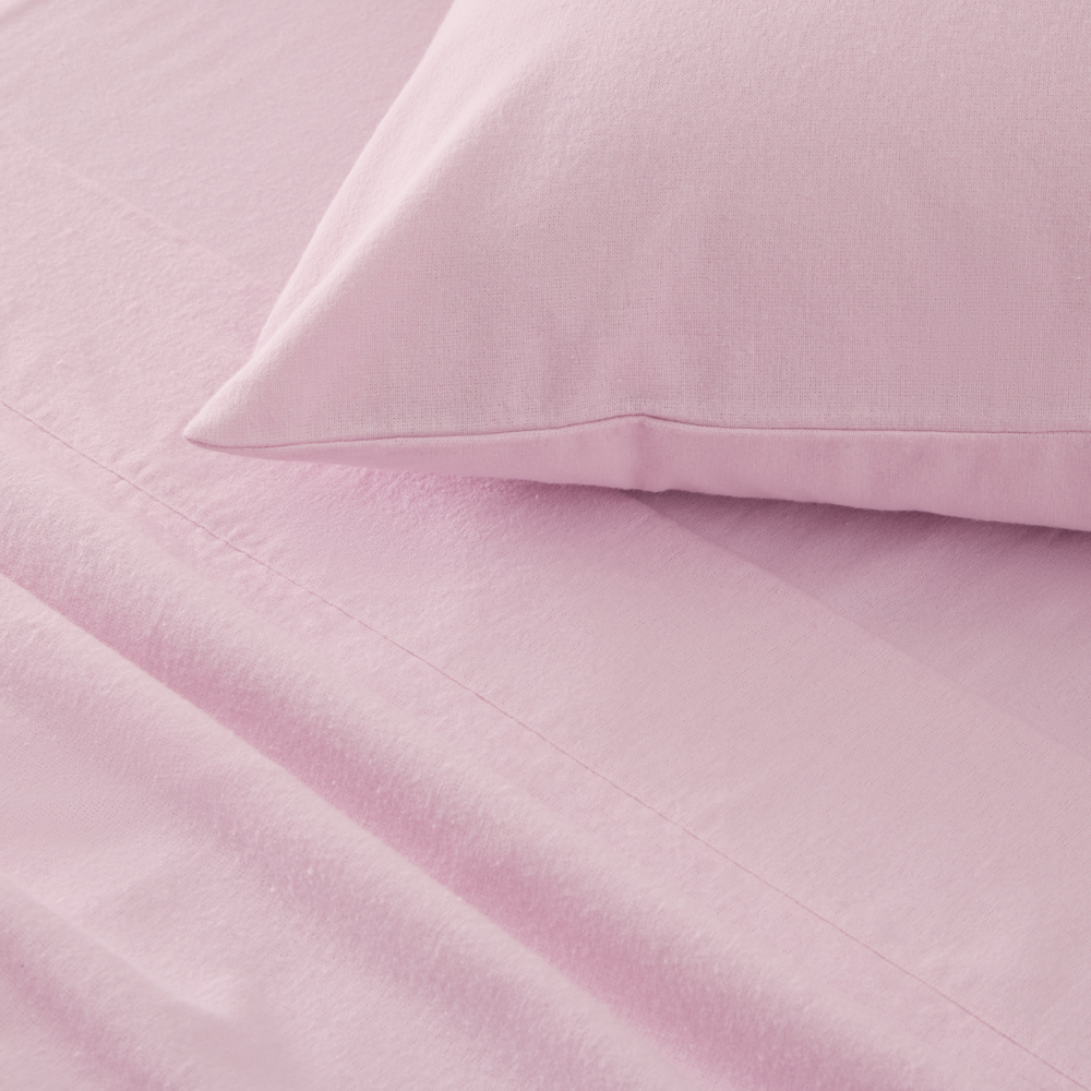 Adairs Kids - Flannelette Plain Dye Pink Sheet Set | Adairs