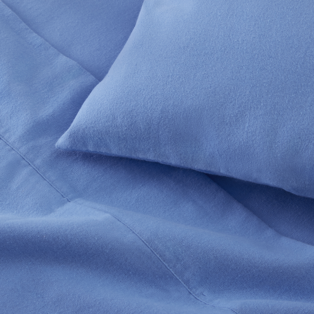 Adairs Kids - Flannelette Plain Dye Blue Cot Sheet Set | Adairs