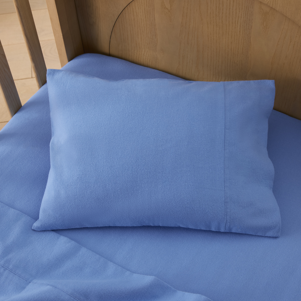 Adairs Kids - Flannelette Plain Dye Blue Cot Sheet Set | Adairs