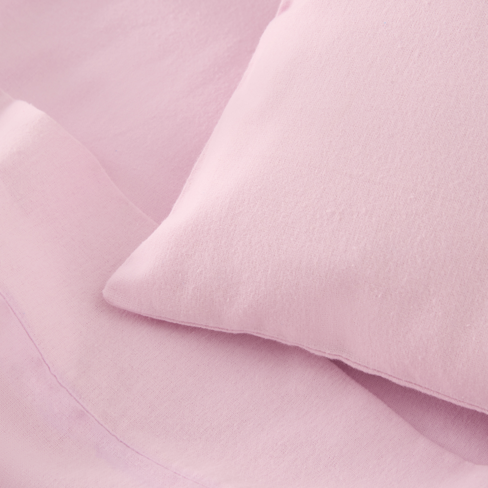 Adairs Kids - Flannelette Plain Dye Pink Cot Sheet Set | Adairs