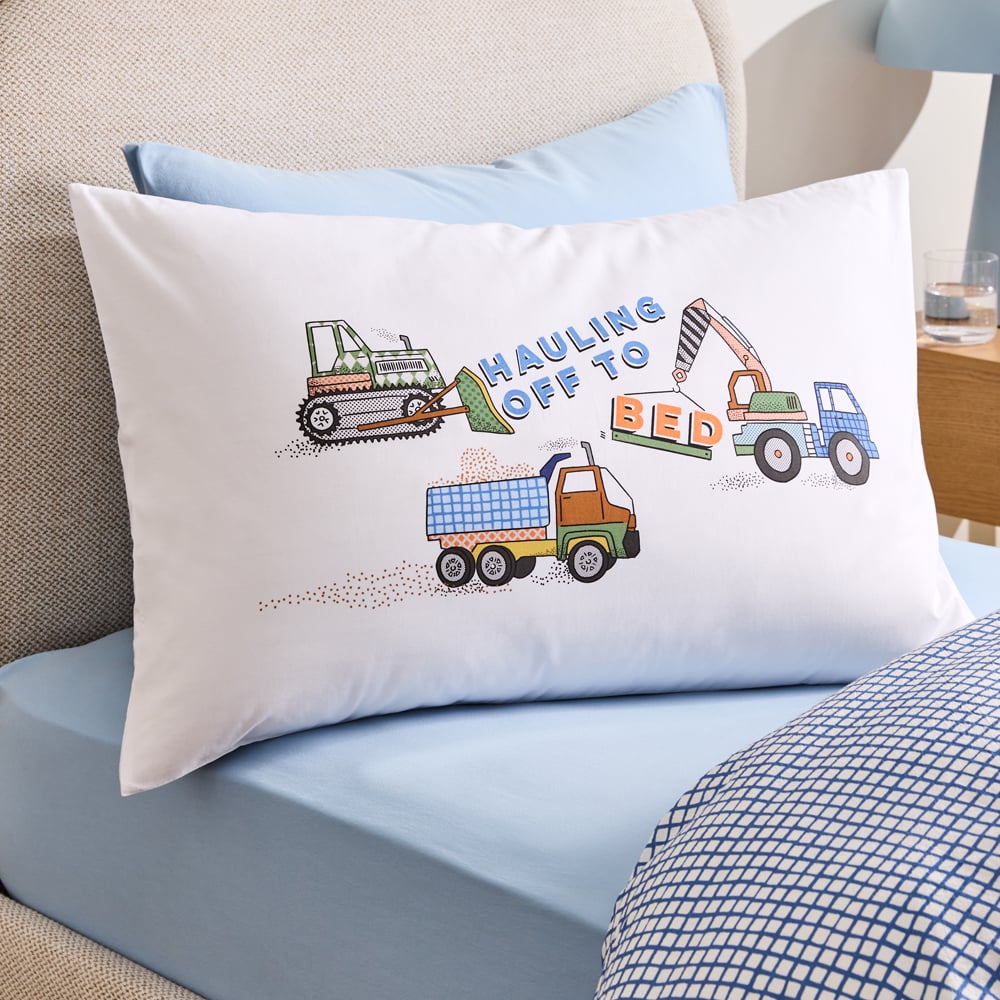 Adairs Kids - Hauling Off To Bed Text Pillowcase | Adairs