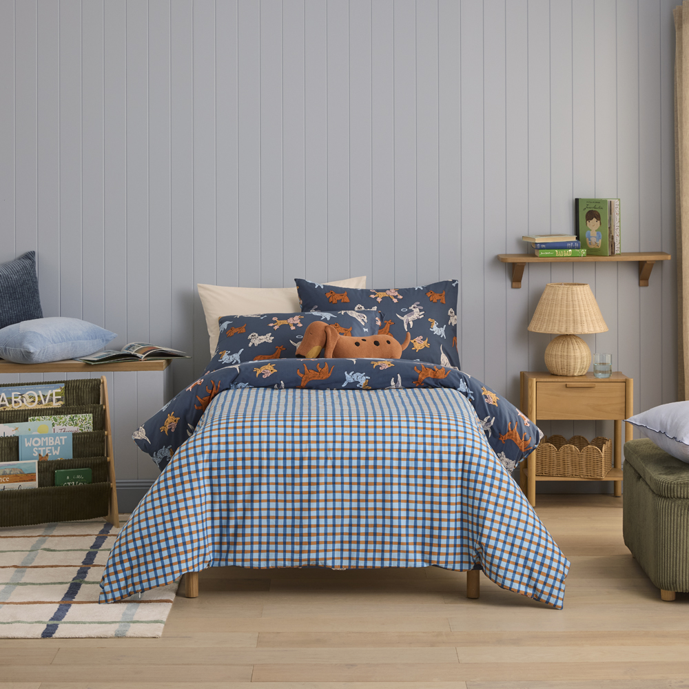 Adairs Kids - Puppy Friends Navy Quilt Cover Set | Adairs