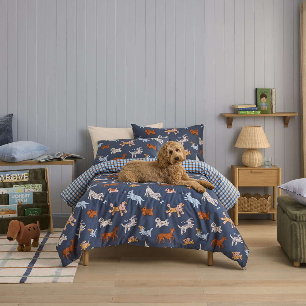 Adairs Kids - Puppy Friends Navy Quilt Cover Set | Adairs