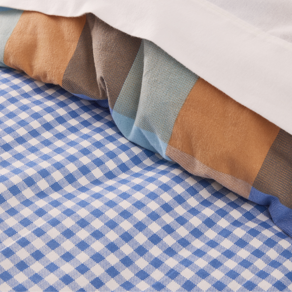 Adairs Kids - Parker Check Blue Flannelette Quilt Cover Set | Adairs