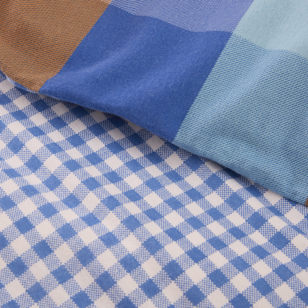Adairs Kids - Parker Check Blue Flannelette Cot Quilt Cover Set | Adairs