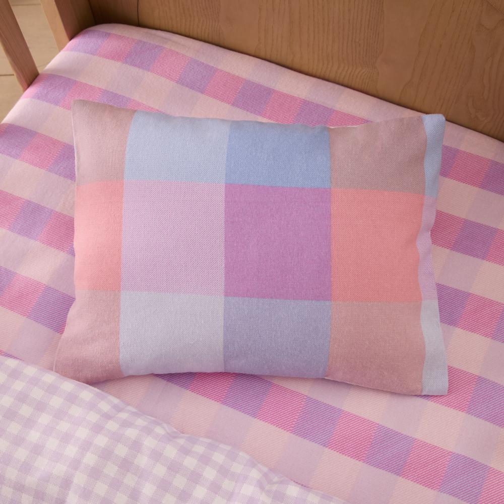 Adairs Kids - Parker Check Pink Flannelette Cot Quilt Cover Set | Adairs