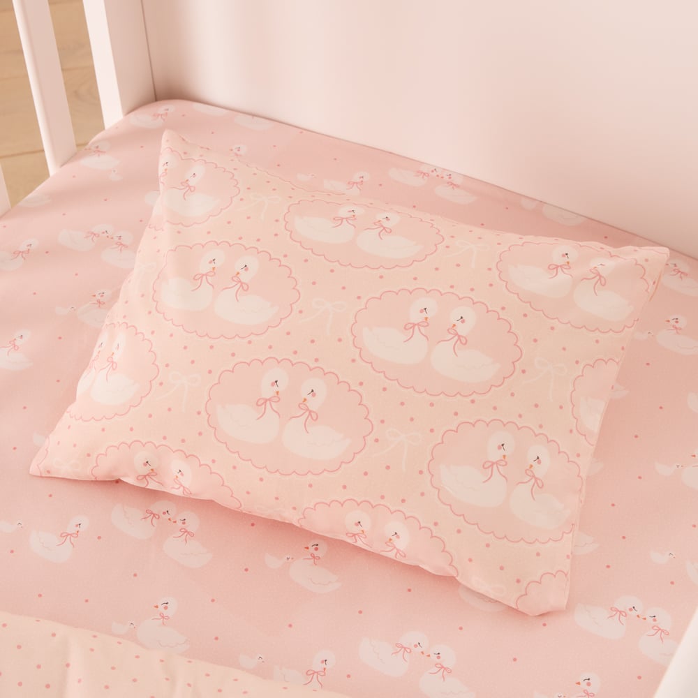 Adairs Kids - Swan Love Apricot Cot Quilt Cover Set | Adairs