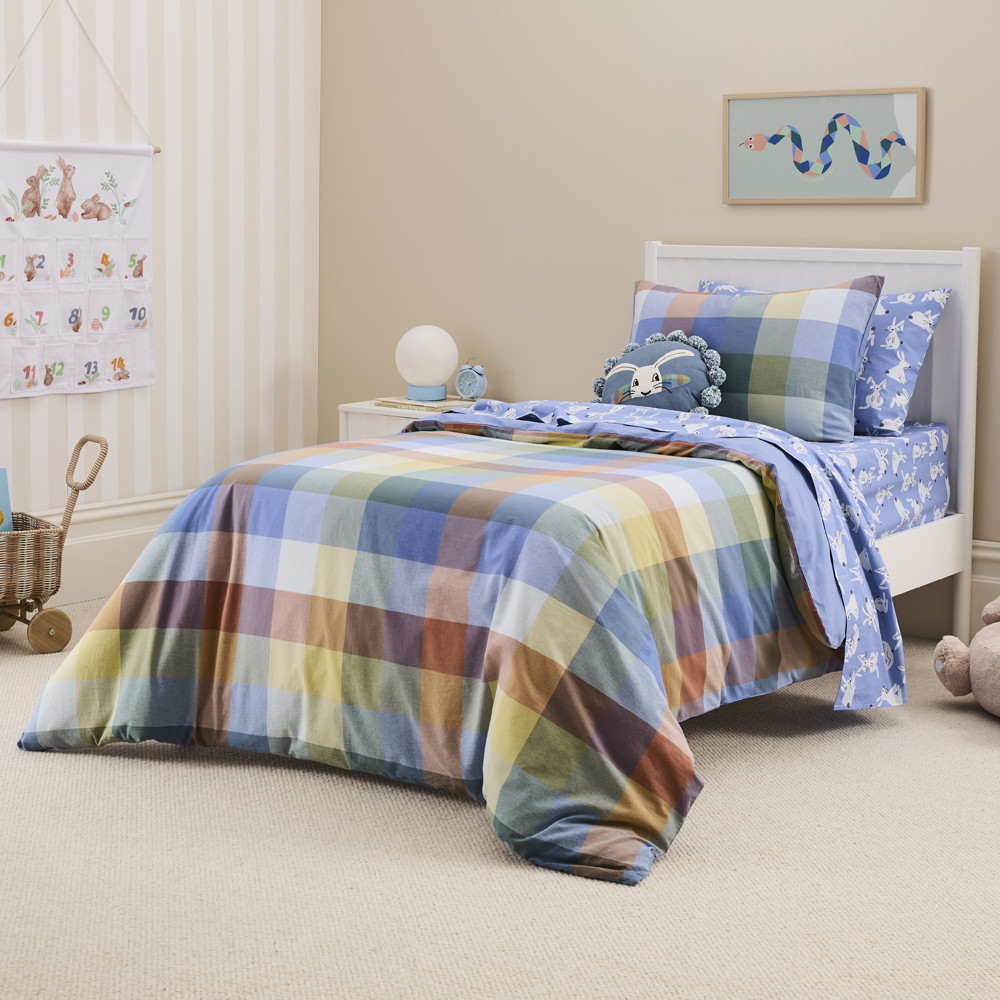 Adairs Kids - Emerson Yarn Dyed Blue Check Quilt Cover Set | Adairs