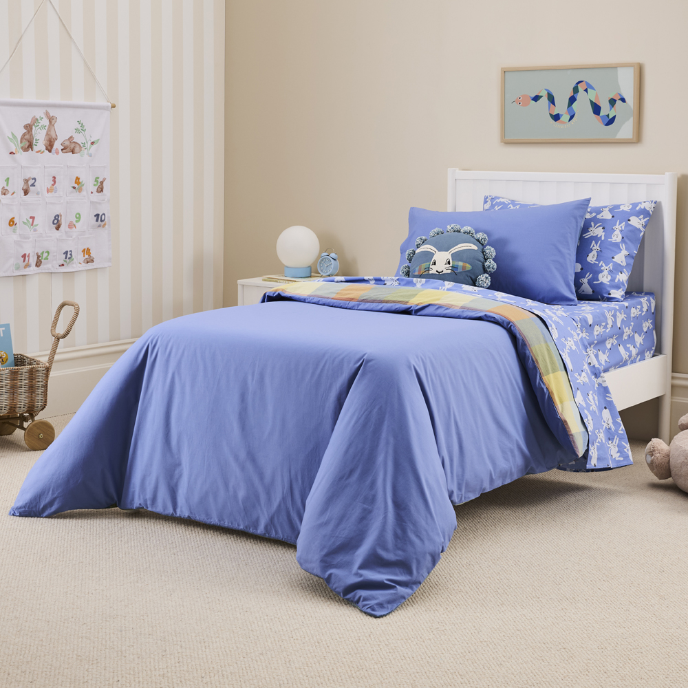 Adairs Kids - Emerson Yarn Dyed Blue Check Quilt Cover Set | Adairs