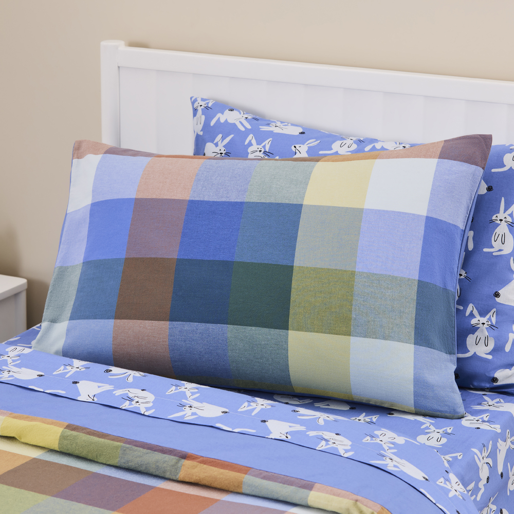 Adairs Kids - Emerson Yarn Dyed Blue Check Quilt Cover Set | Adairs