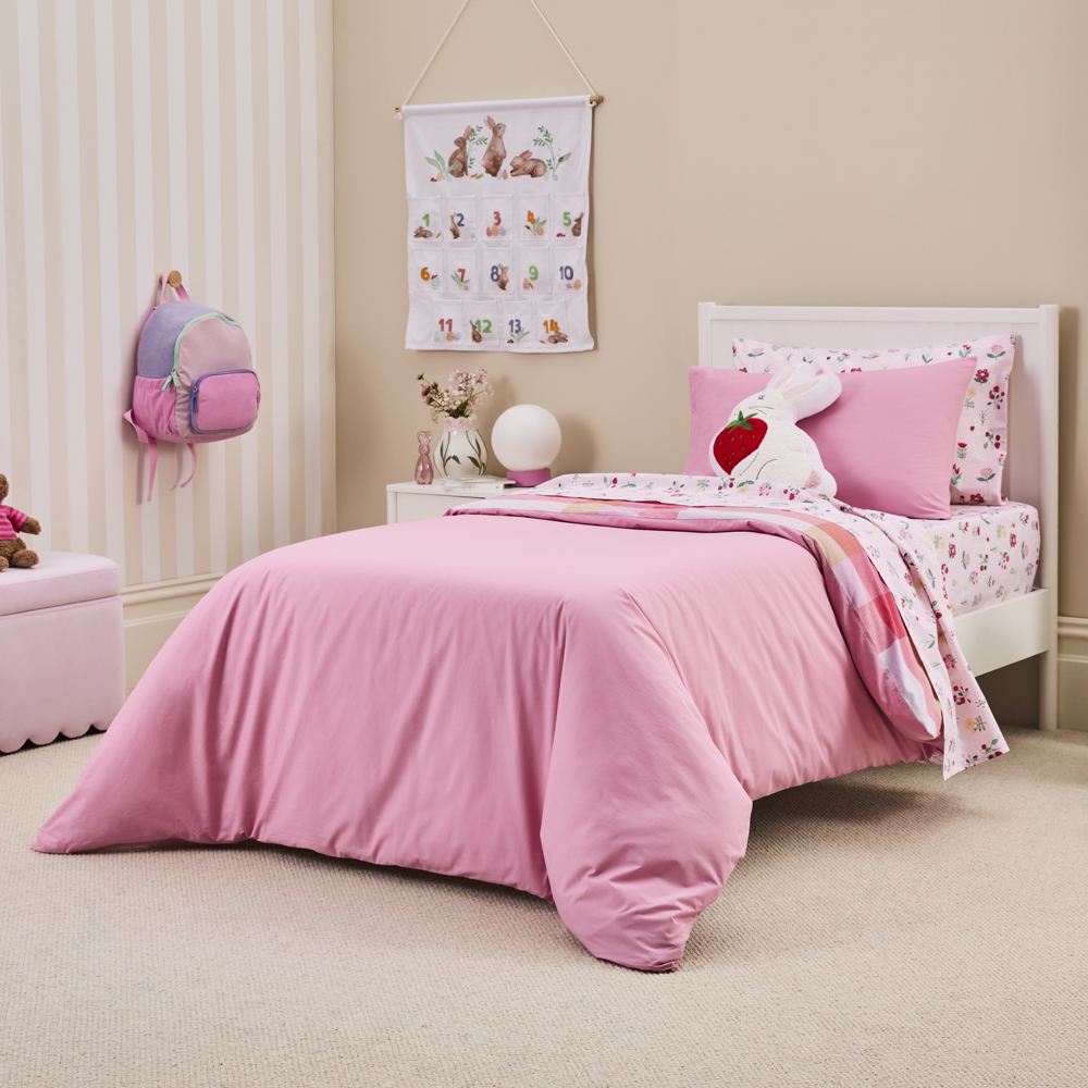 Adairs Kids - Emerson Yarn Dyed Pink Check Quilt Cover Set | Adairs