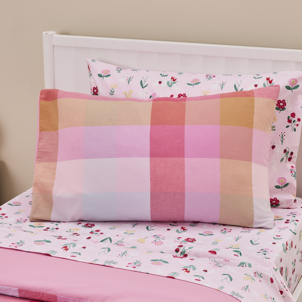 Adairs Kids - Emerson Yarn Dyed Pink Check Quilt Cover Set | Adairs