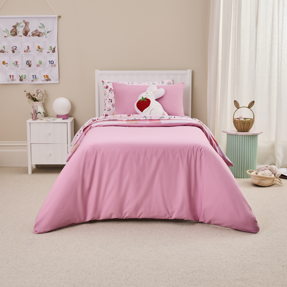 Adairs Kids - Emerson Yarn Dyed Pink Check Quilt Cover Set | Adairs